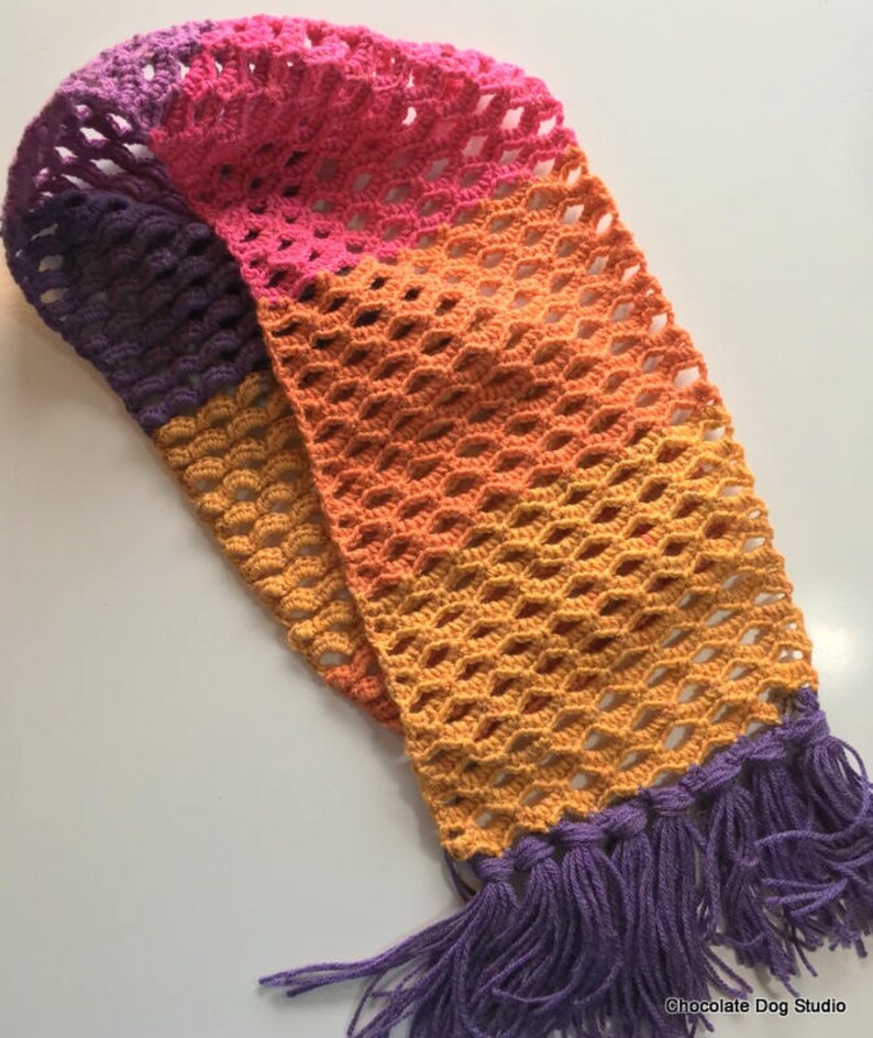 Ocean Waves Crochet Scarf Pattern, Easy Lacy Scarf With Fringe - Etsy