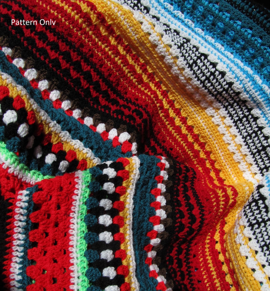 The Serape Stripe Crochet Blanket Pattern-stripe Afghan for - Etsy