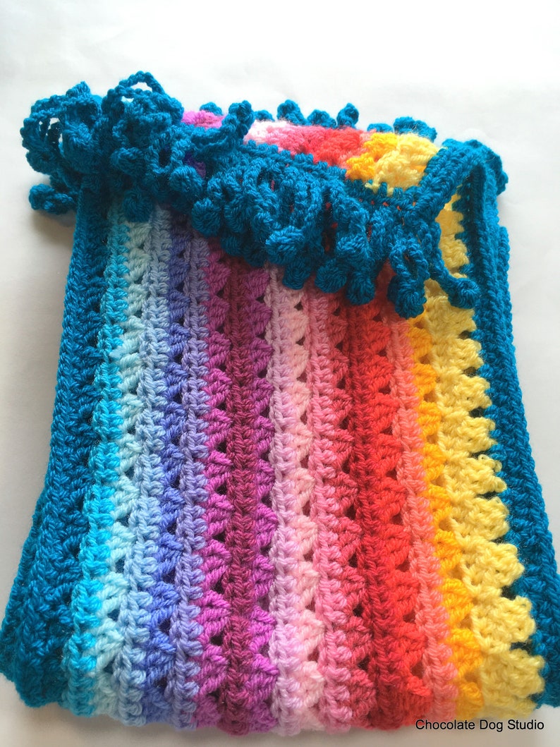 Crochet Rainbow Scarf Pattern PDF Download Granny Stripe - Etsy