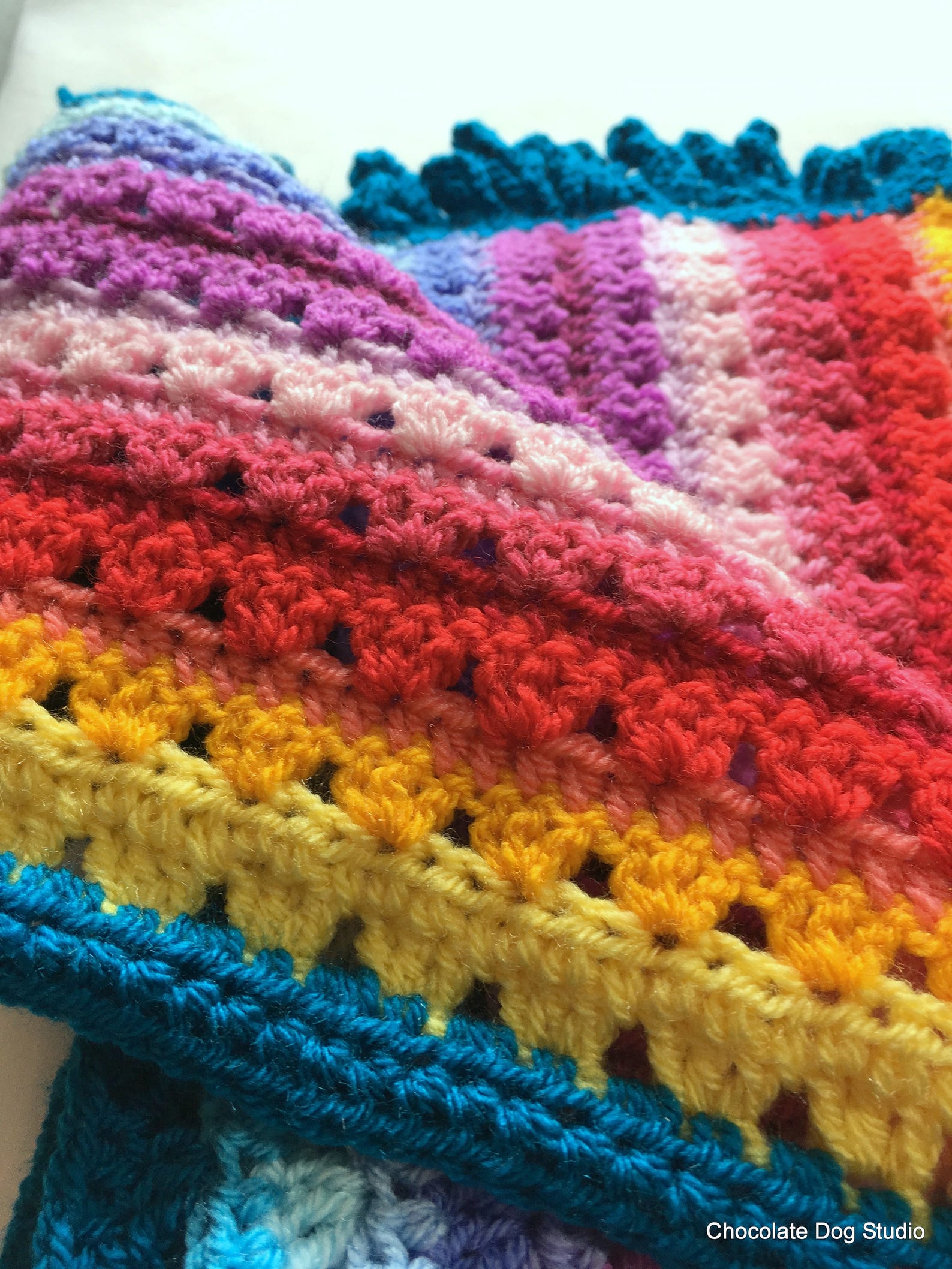 Crochet Rainbow Scarf Pattern PDF Download Granny Stripe - Etsy