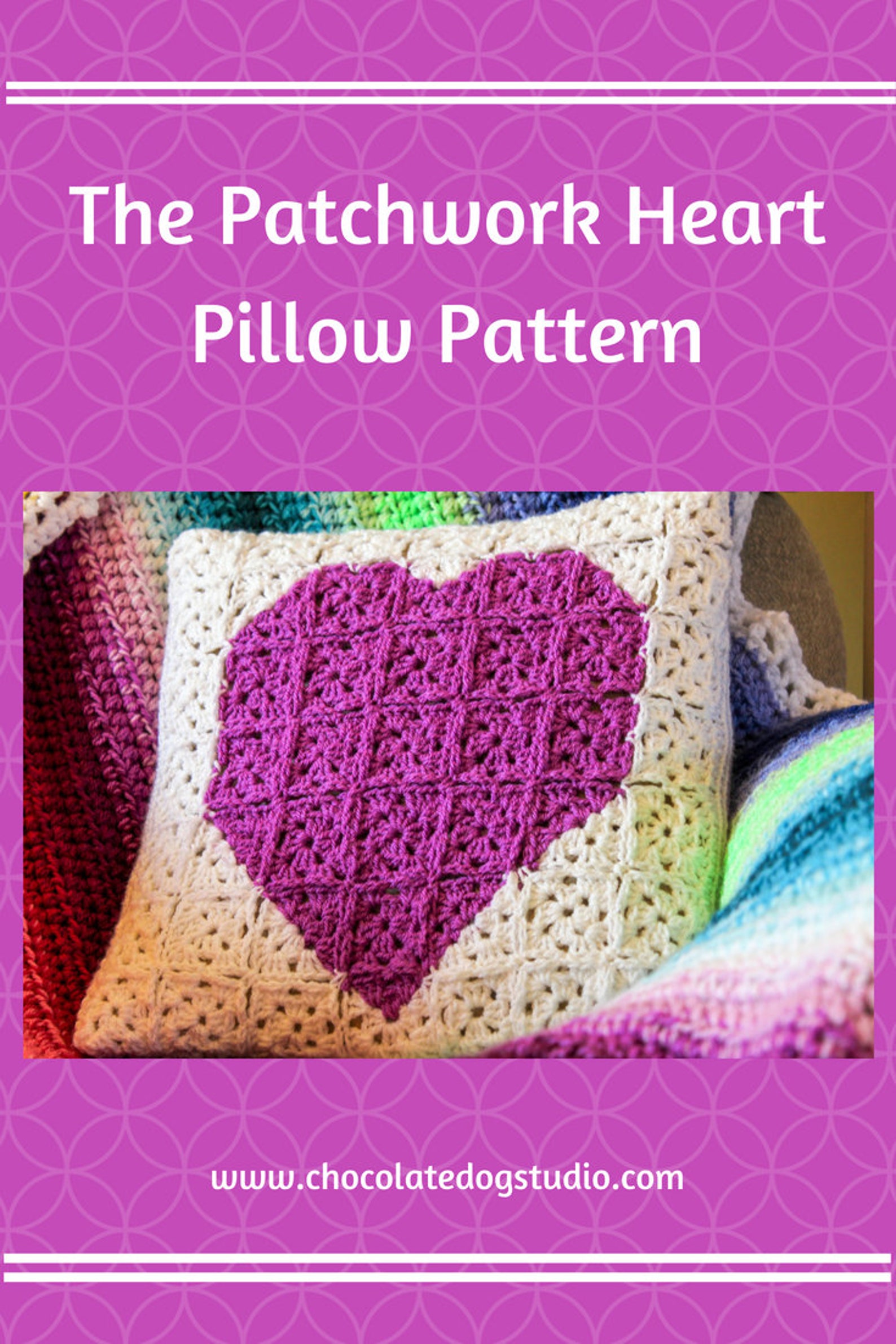 Crochet Patchwork Heart Pillow Cover, Granny Square Heart Pillow - Etsy