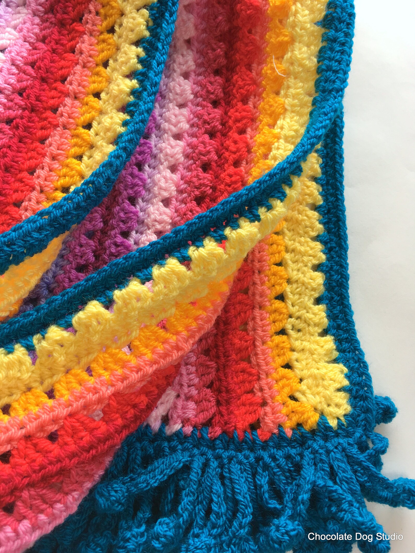 Crochet Rainbow Scarf Pattern PDF Download Granny Stripe - Etsy