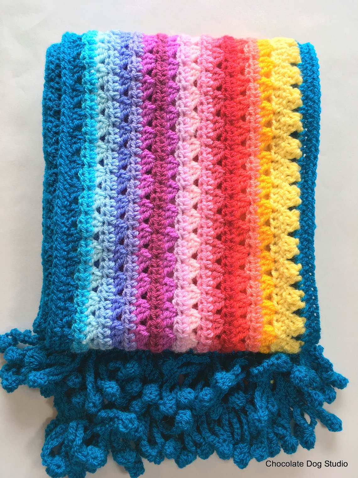 Crochet Rainbow Scarf Pattern PDF Download Granny Stripe - Etsy