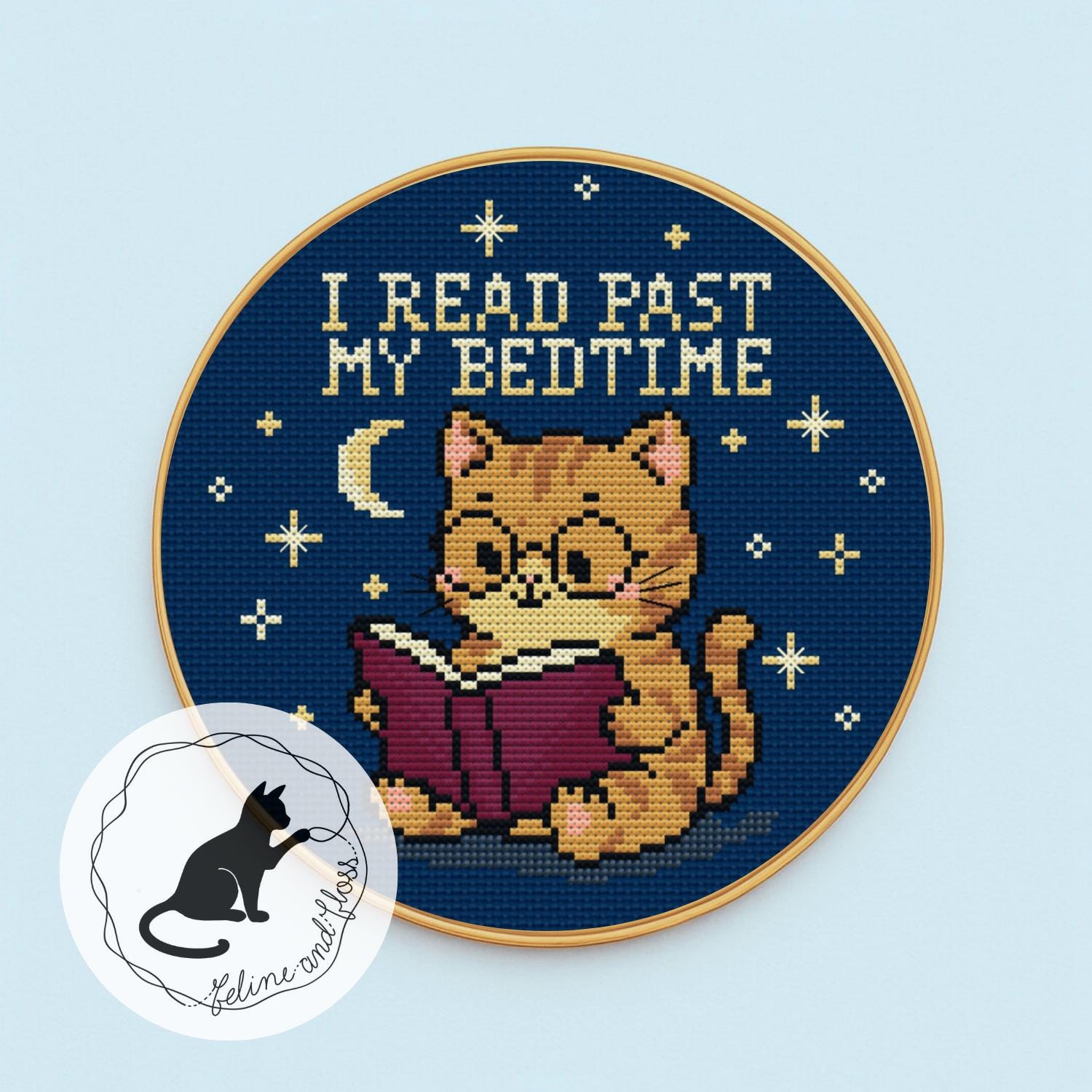 Cross Stitch Pattern: I Read Past My Bedtime (instantly Downloadable ...