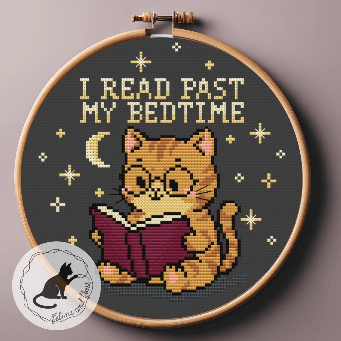 I Read Past My Bedtime Cross Stitch Pattern (PDF Pattern) - Etsy