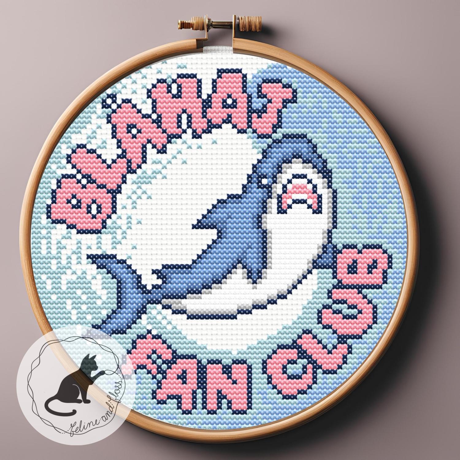 Cross Stitch Pattern, Blåhaj Fan Club, Blue Shark Fan Club, Shark Cross ...