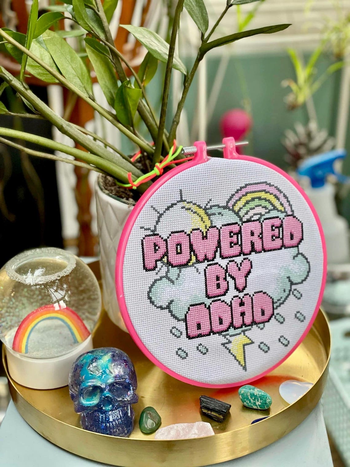 Powered by ADHD Cross Stitch Pattern, Neurodiversity (instantly ...