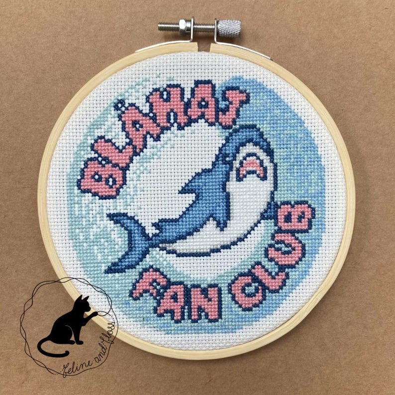 Cross Stitch Pattern, Blåhaj Fan Club, Blue Shark Fan Club, Shark Cross ...