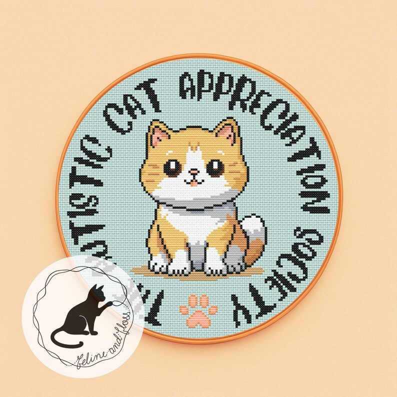 Cross Stitch Pattern: Autistic Cat Appreciation Society, Neurodivergent ...