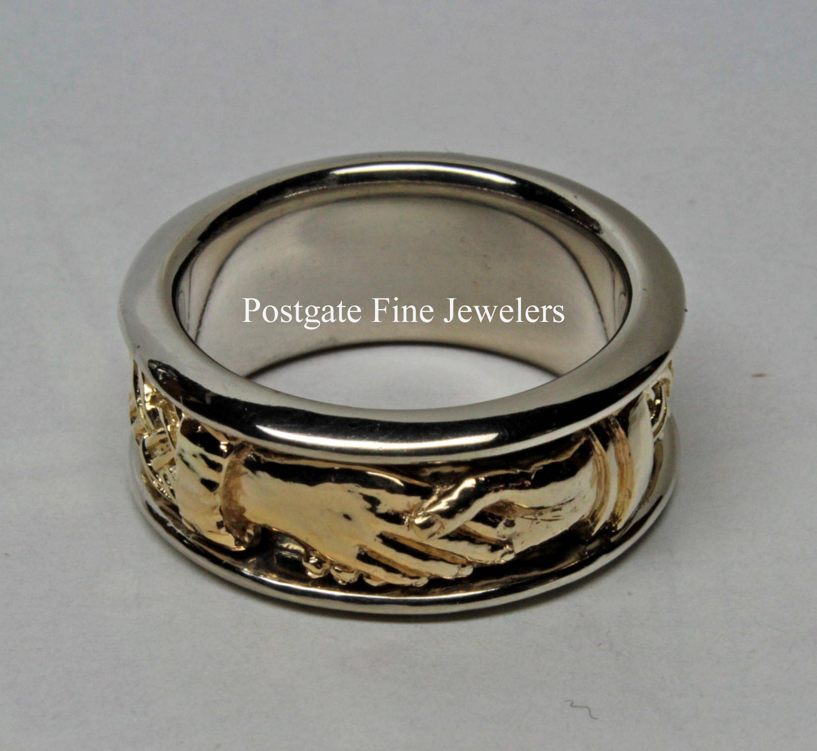 Celtic Clasping Hands Band in 18K and 14K Palladium Golds Size 6 1/2, 9 ...