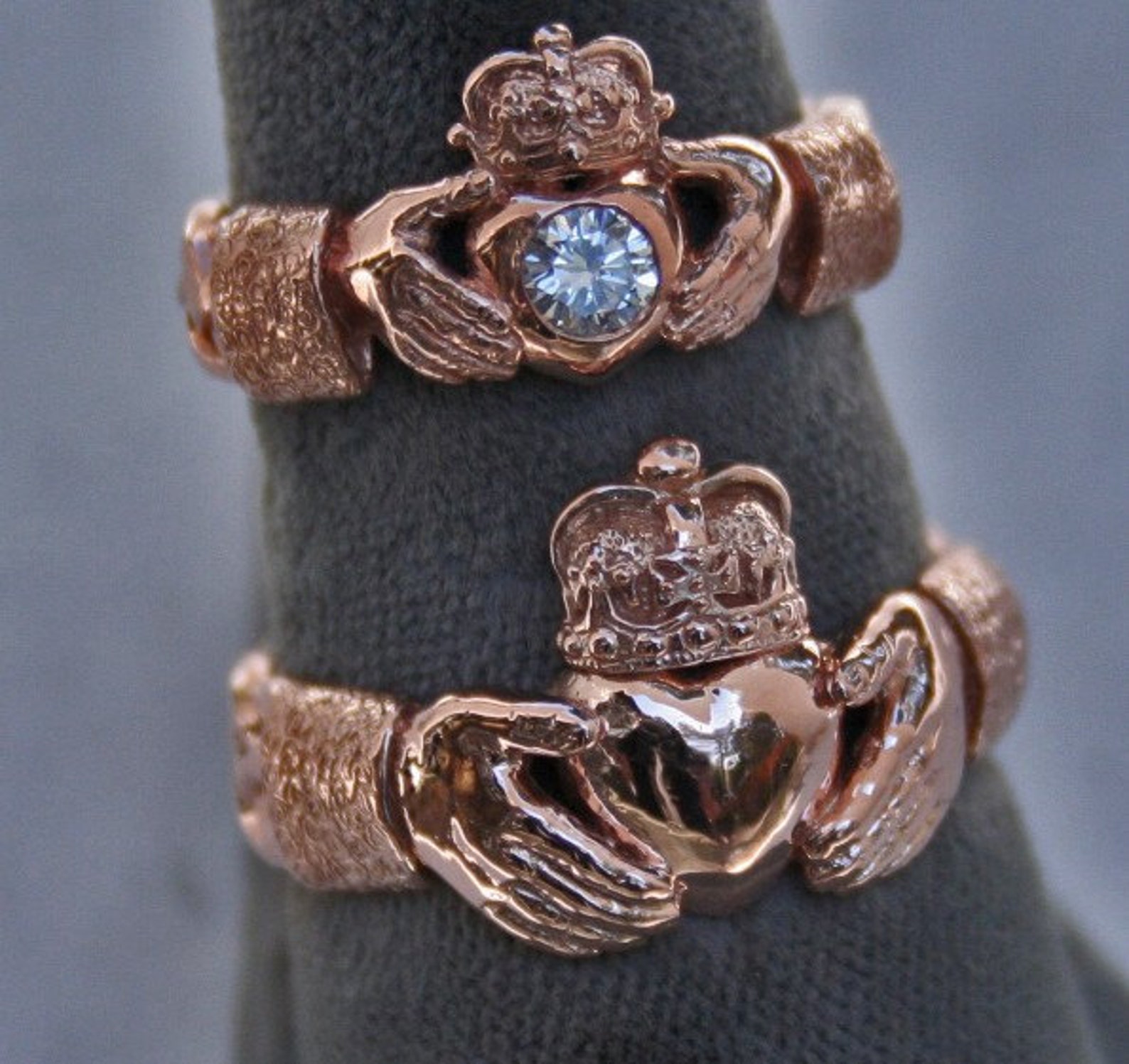 Claddagh Ring With Celtic Knotwork Band in 14k Rose Gold Size 9 1/4 - Etsy