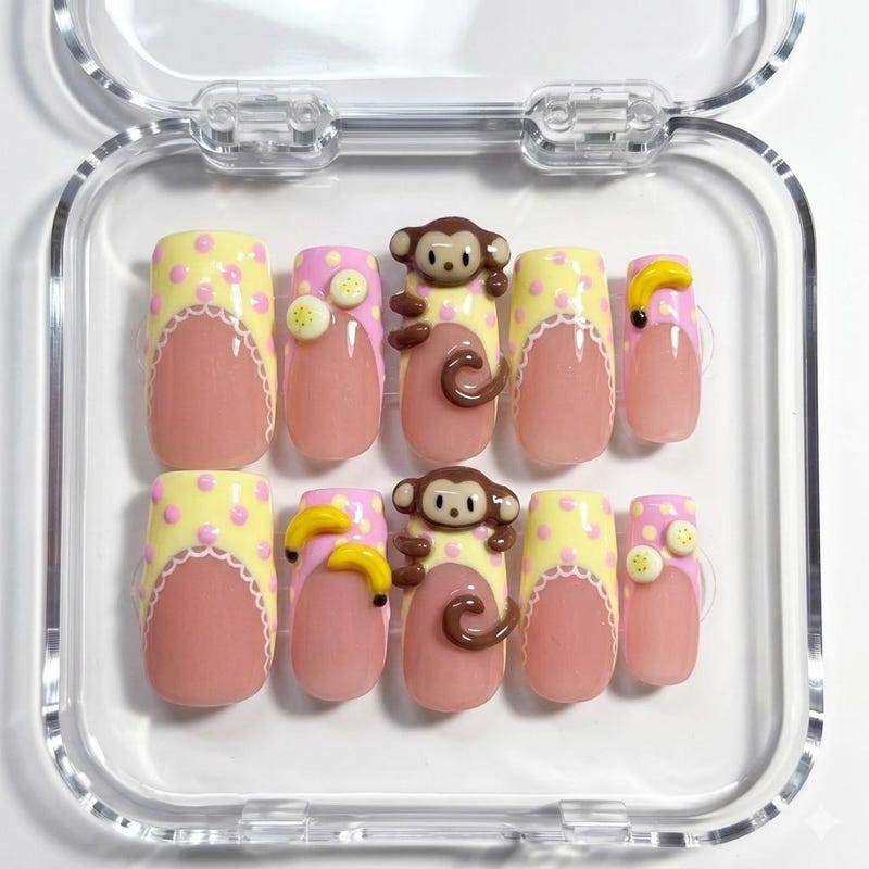 Monkey Set Acrylic Nails - Etsy