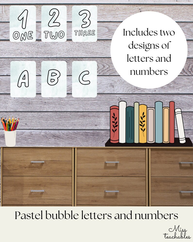Bubble Letters and Numbers Set in Pastel Colours for Classroom Display ...