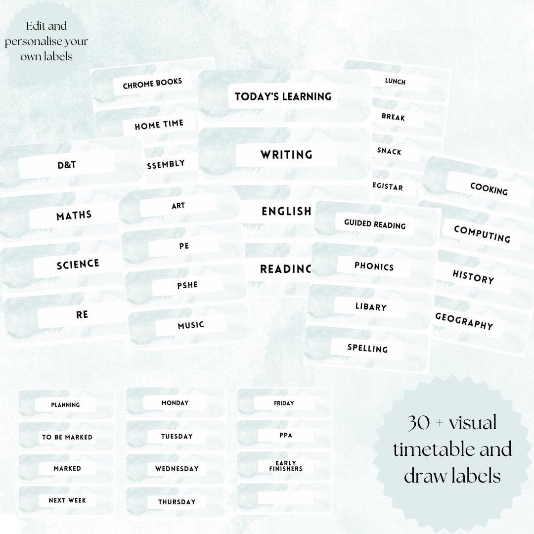 Pastel Blue Visual Timetable Draw Label, Teacher Display, Classroom ...