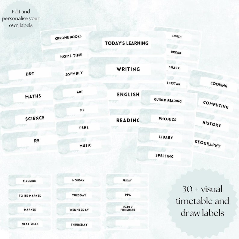 Pastel Blue Visual Timetable Draw Label, Teacher Display, Classroom ...