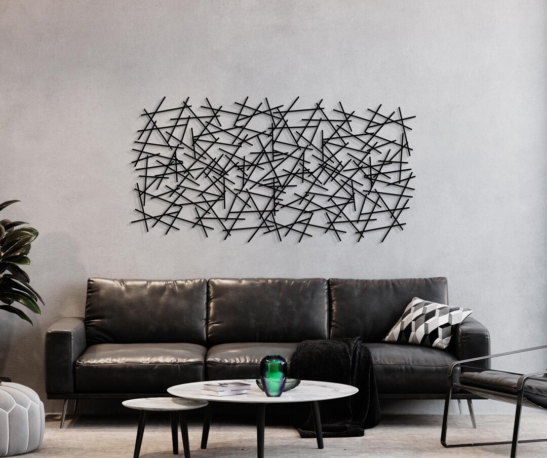 Line Metal Wall Art, Minimalist Wall Art, Contemporary Geometric Metal ...