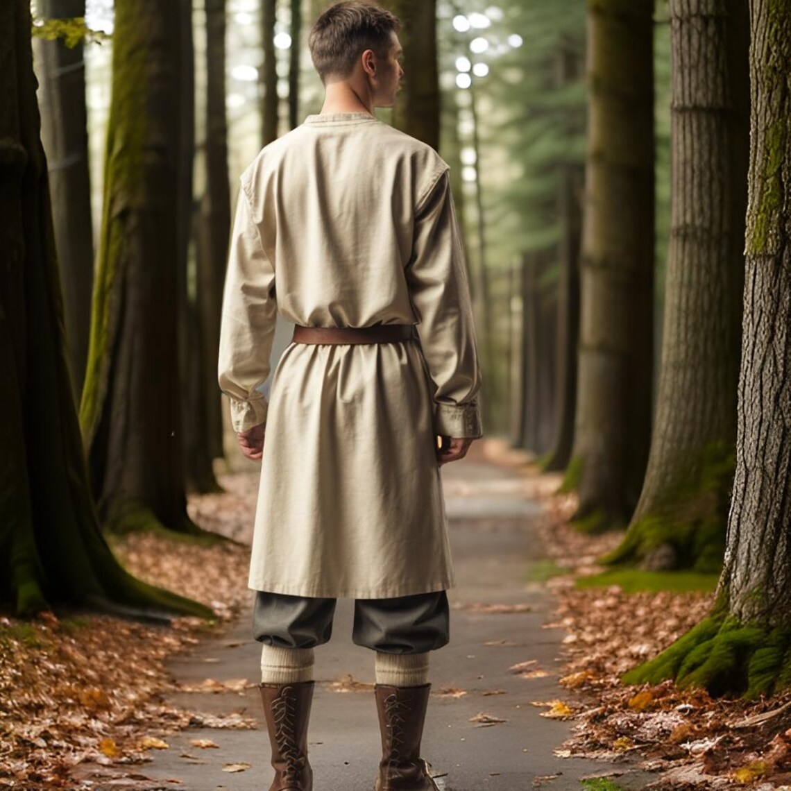Medieval Linen Tunic for Men | Viking Renaissance Laced Shirt ...