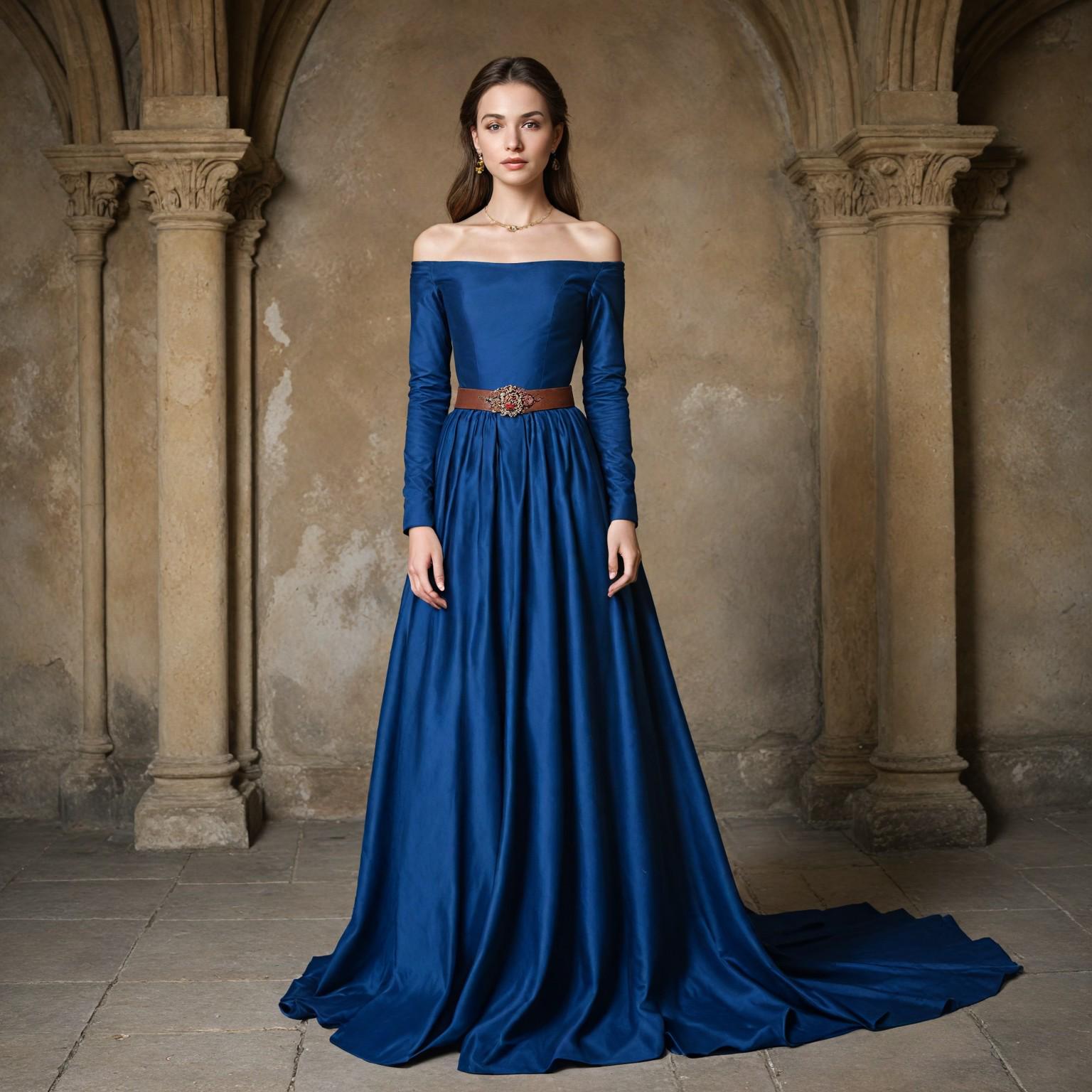 Elegant Royal Blue Medieval Gown Off-shoulder Renaissance Dress Vintage ...