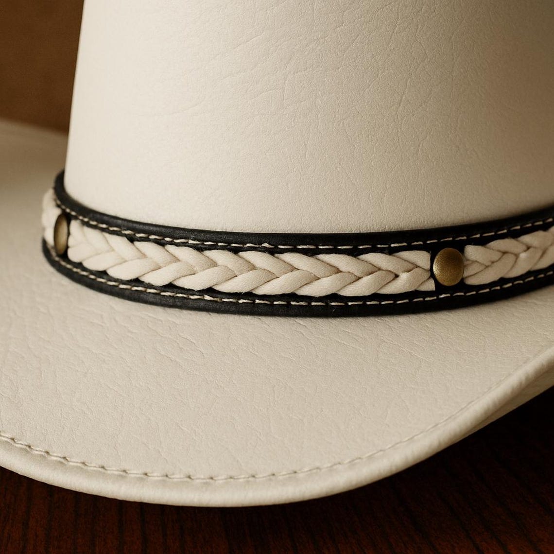 Premium White Leather Cowboy Hat | Unisex Western Cosplay Headwear ...