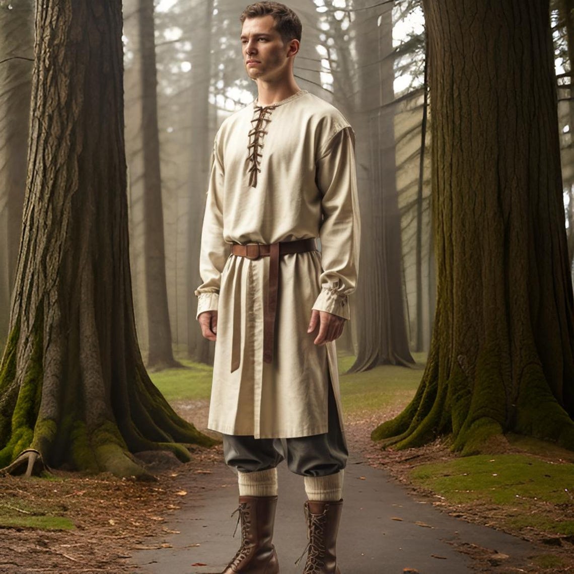 Medieval Linen Tunic for Men | Viking Renaissance Laced Shirt ...