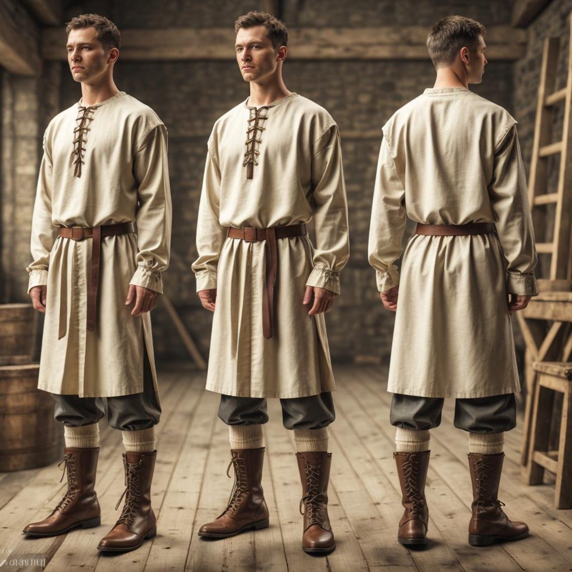 Medieval Linen Tunic for Men | Viking Renaissance Laced Shirt ...
