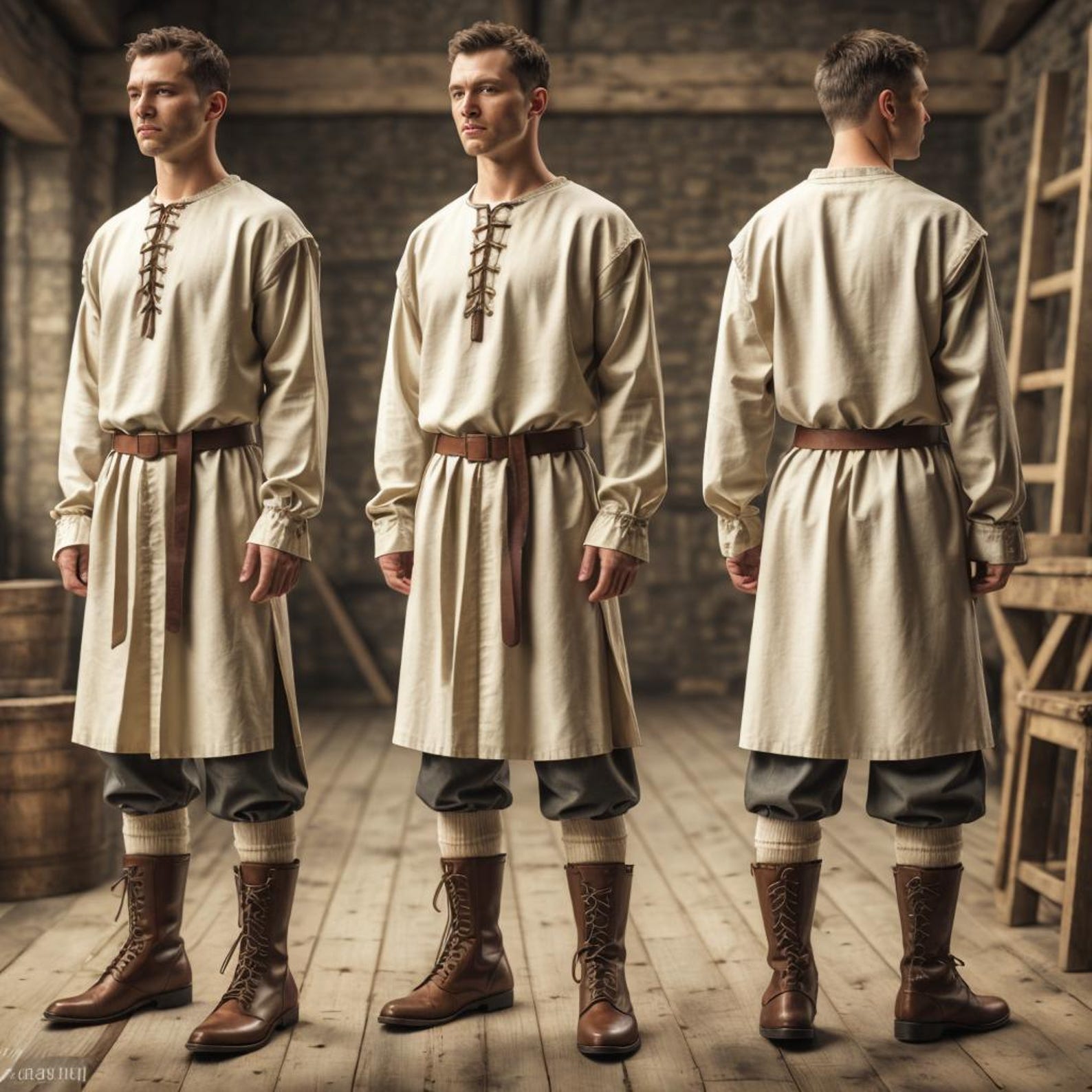 Medieval Linen Tunic for Men | Viking Renaissance Laced Shirt ...