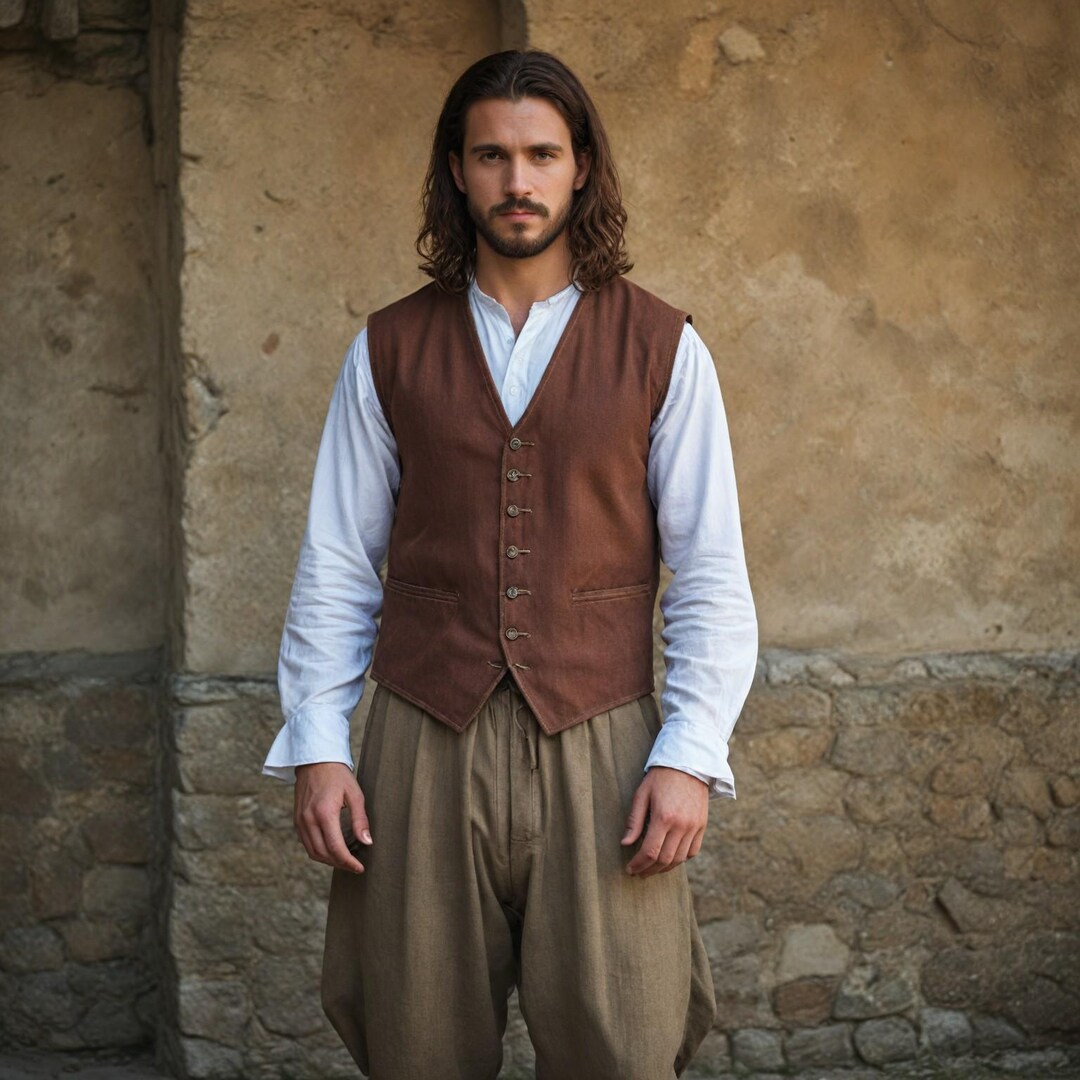 Rustic Brown Renaissance Vest Outfit | Medieval Peasant Men's Tunic ...
