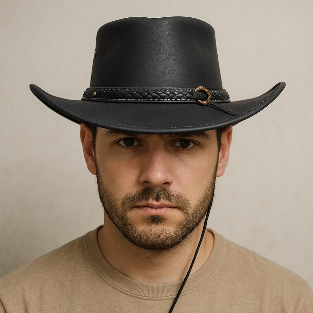 Black Cowboy Hat for Men |LARP Cosplay Essential for Warriors | Flat ...