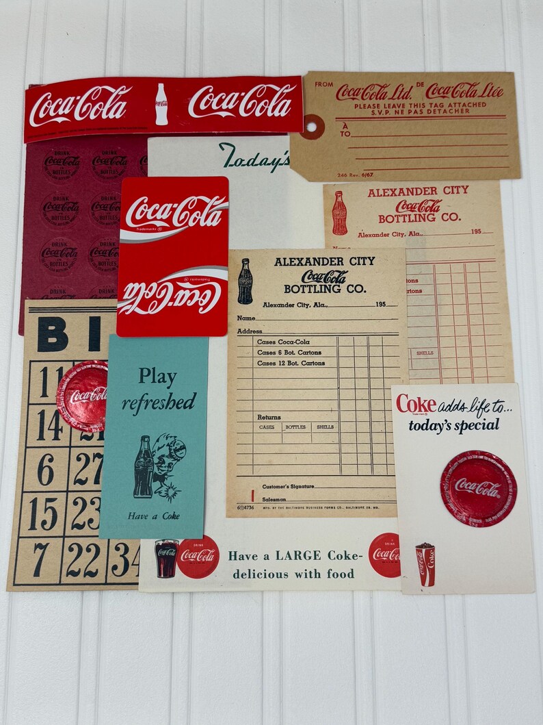 Vintage Coca Cola Ephemera Pack | 12 Pieces | Retro Coke Ephemera Mixed ...