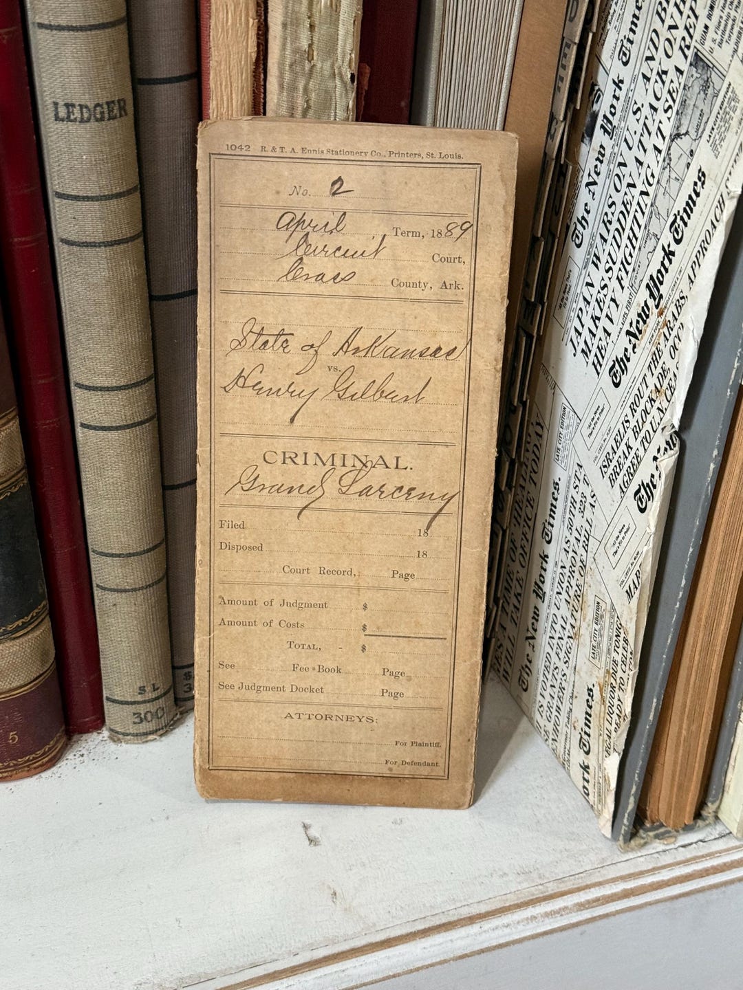 Antique 1800's Circuit Court Document Pamphlet Cross County Arkansas ...