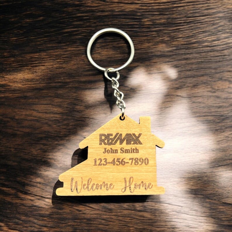 Welcome Home Keychain, Wood Key Chain, Realtor Closing Gift, New Home ...