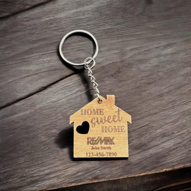Welcome Home Keychain, Wood Key Chain, Realtor Closing Gift, New Home ...