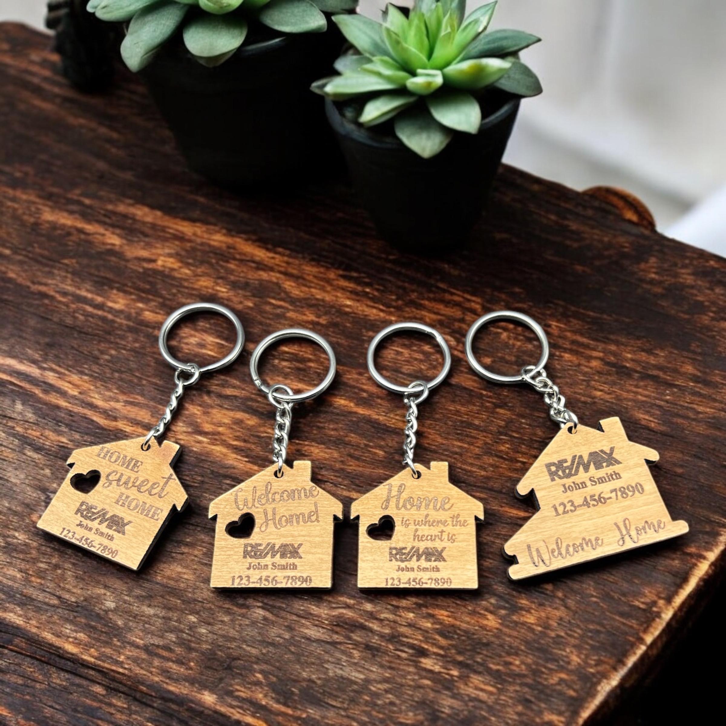 Welcome Home Keychain, Wood Key Chain, Realtor Closing Gift, New Home ...