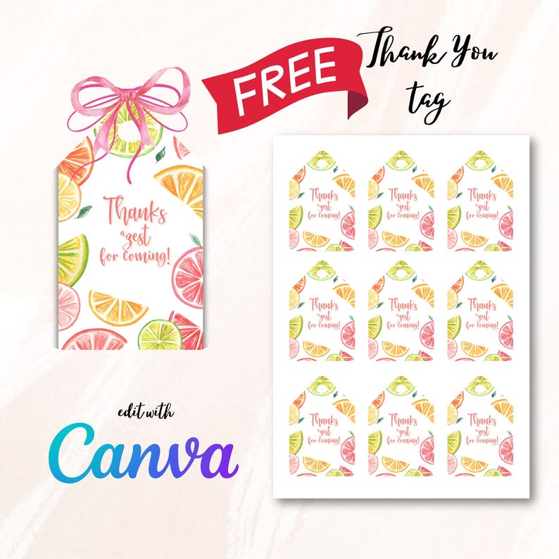 Tropical Citrus Birthday Invitation Watercolor Fruit Editable Template ...