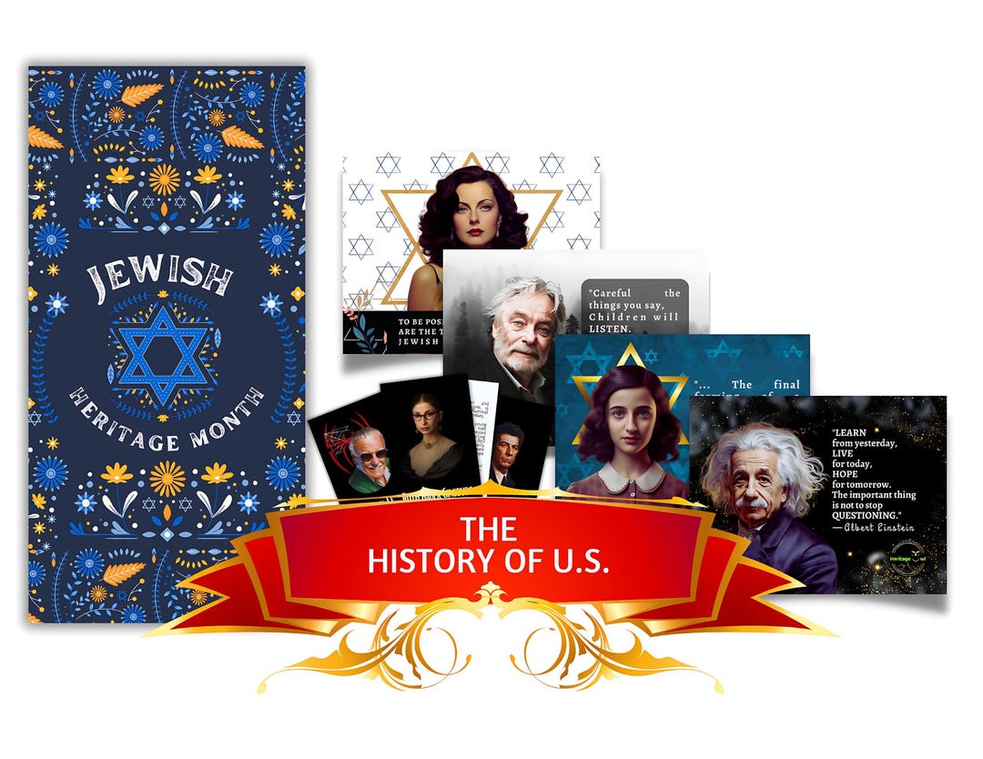 65-PCS Jewish Heritage History Educational Trivia, Flashcards, Banner ...