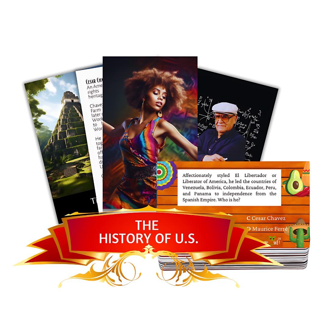 60-PCS Hispanic Heritage Month Educational Trivia and Flashcards on ...