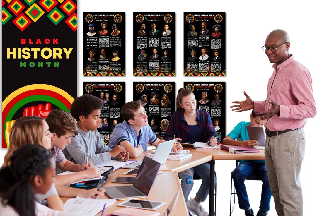 7-PCS Black History Month Educational Posters and Banner Bundle Ft ...