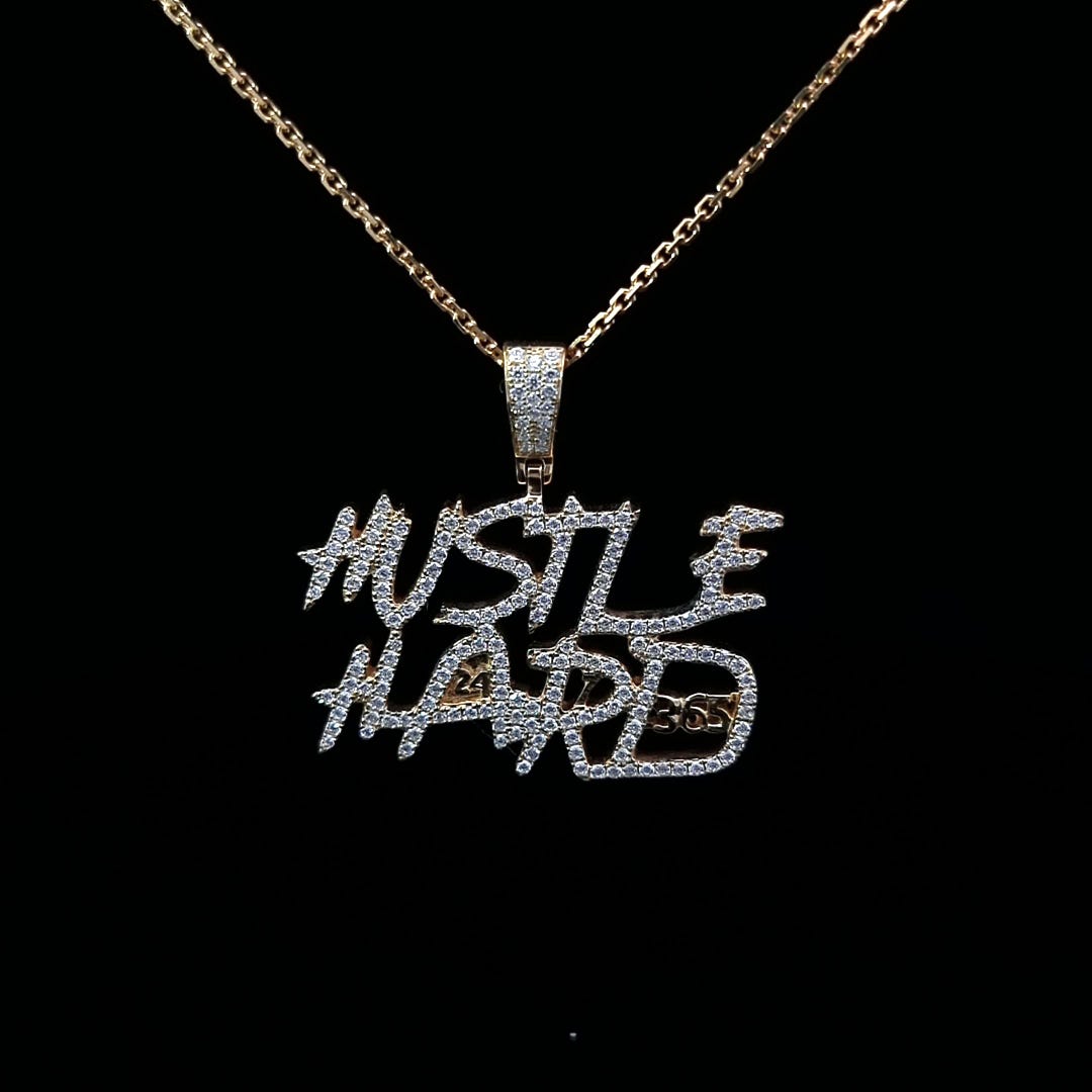 Hustle Hard Silver Pendant | Handmade Pendant | 24 Hours 365 Days ...
