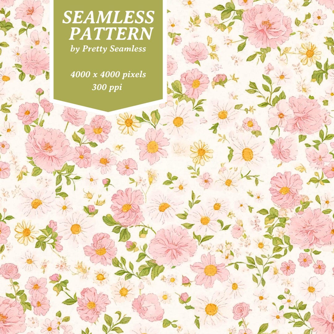 Soft Pink Spring Floral Watercolor Seamless Repeat Pattern Ditsy Style ...
