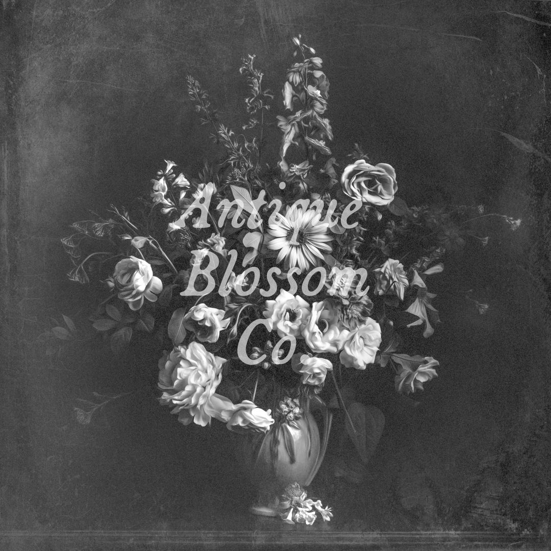 Black and White Floral Still Life, Square Printable Wall Art, INSTANT ...