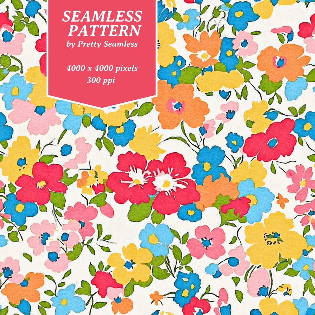 Bright Grand Millenial Watercolor Seamless Repeat Pattern Commercial ...