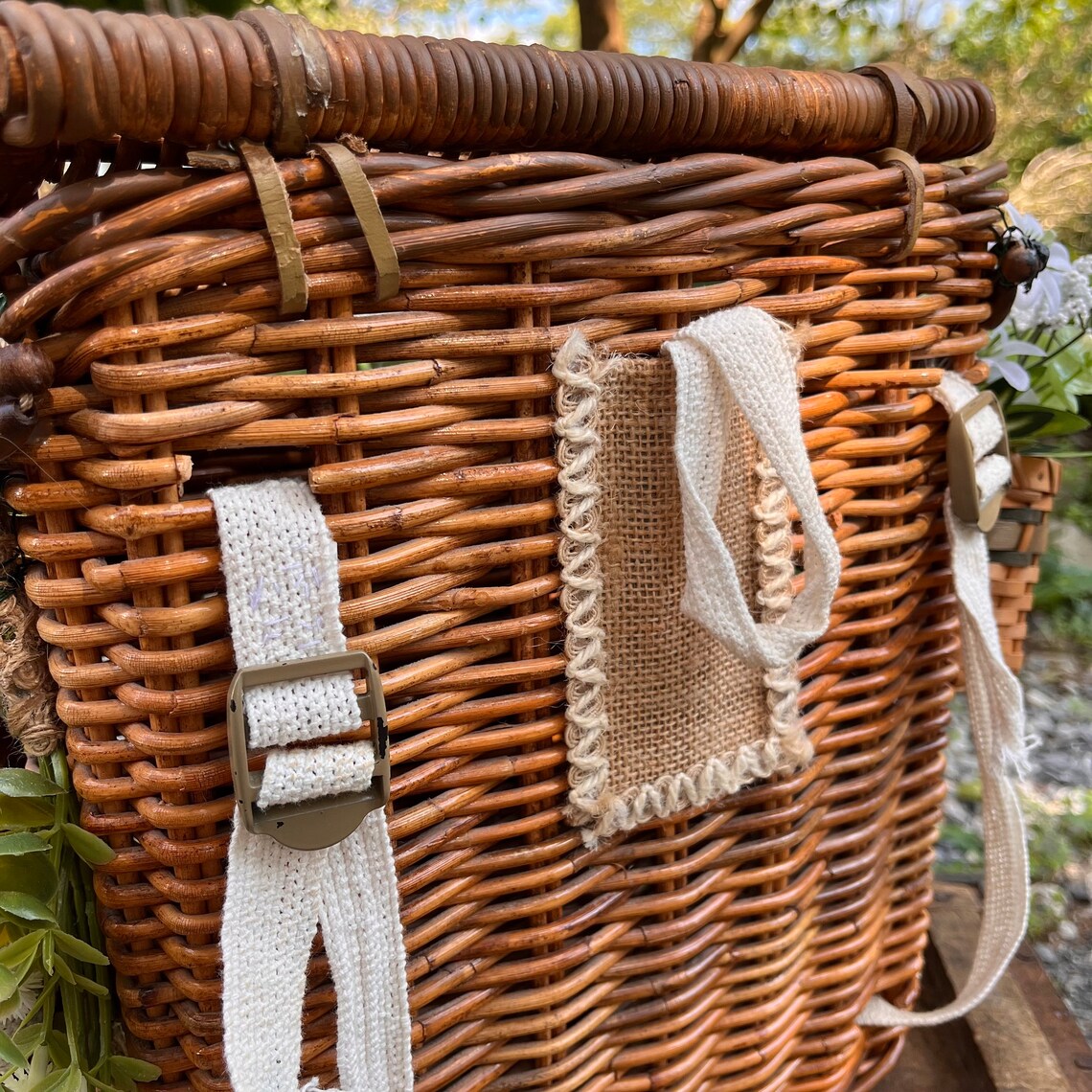 Floral Wicker-basket Backpack - Etsy