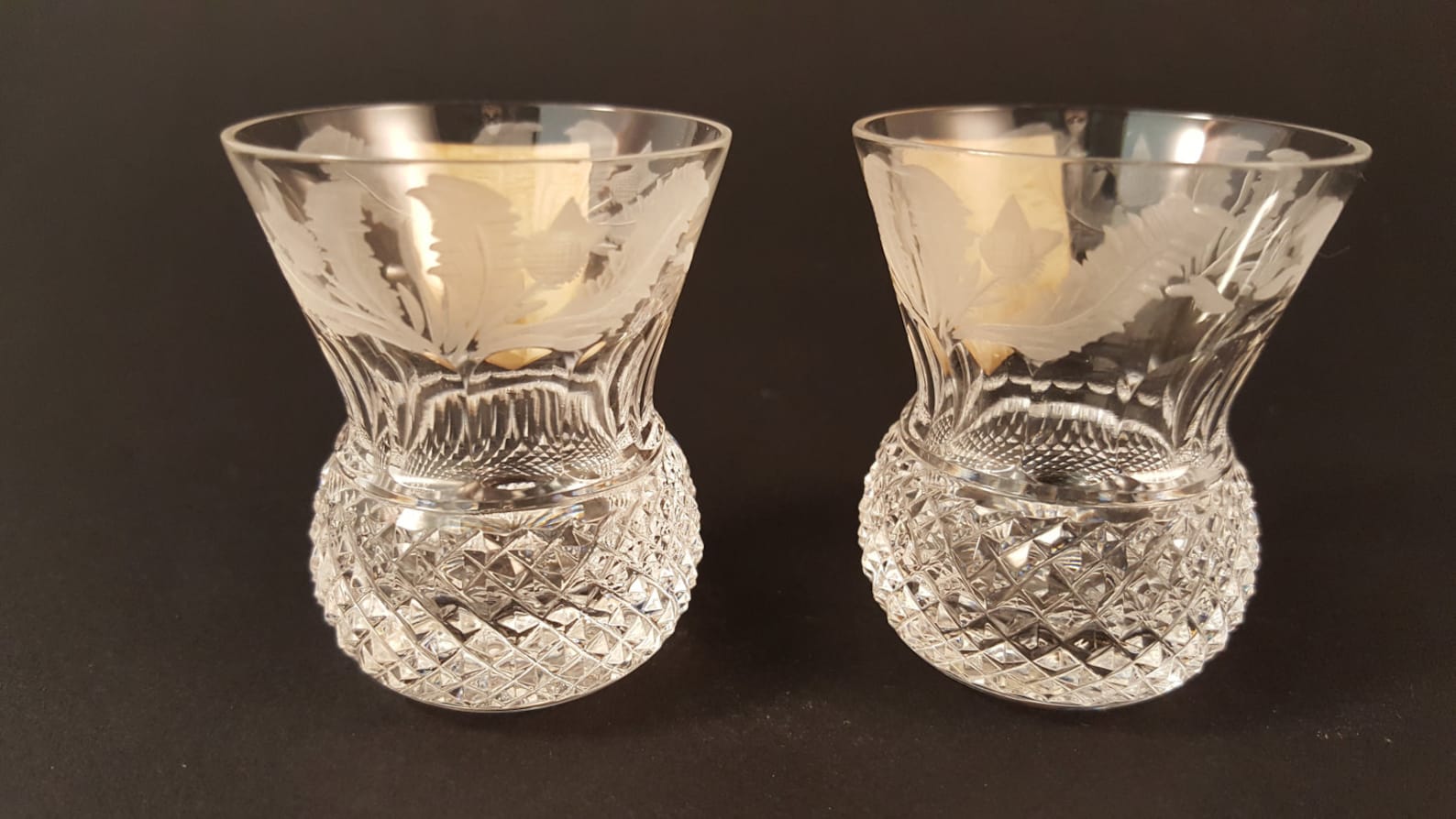 Vintage Edinburgh Crystal Thistle Pattern Shot Glasses Set Of Etsy