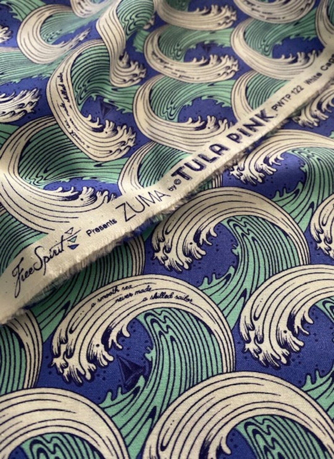 RARE Tula Pink Big Piece Zuma White Caps in Aquamarine - Etsy