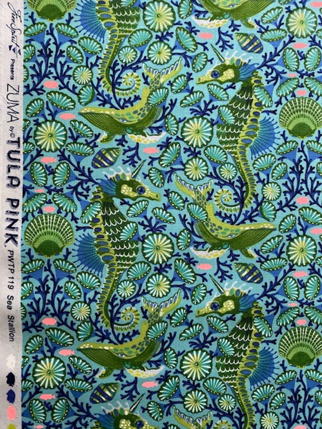 SALE RARE Tula Pink Zuma Sea Stallion in AQUAMARINA - Etsy