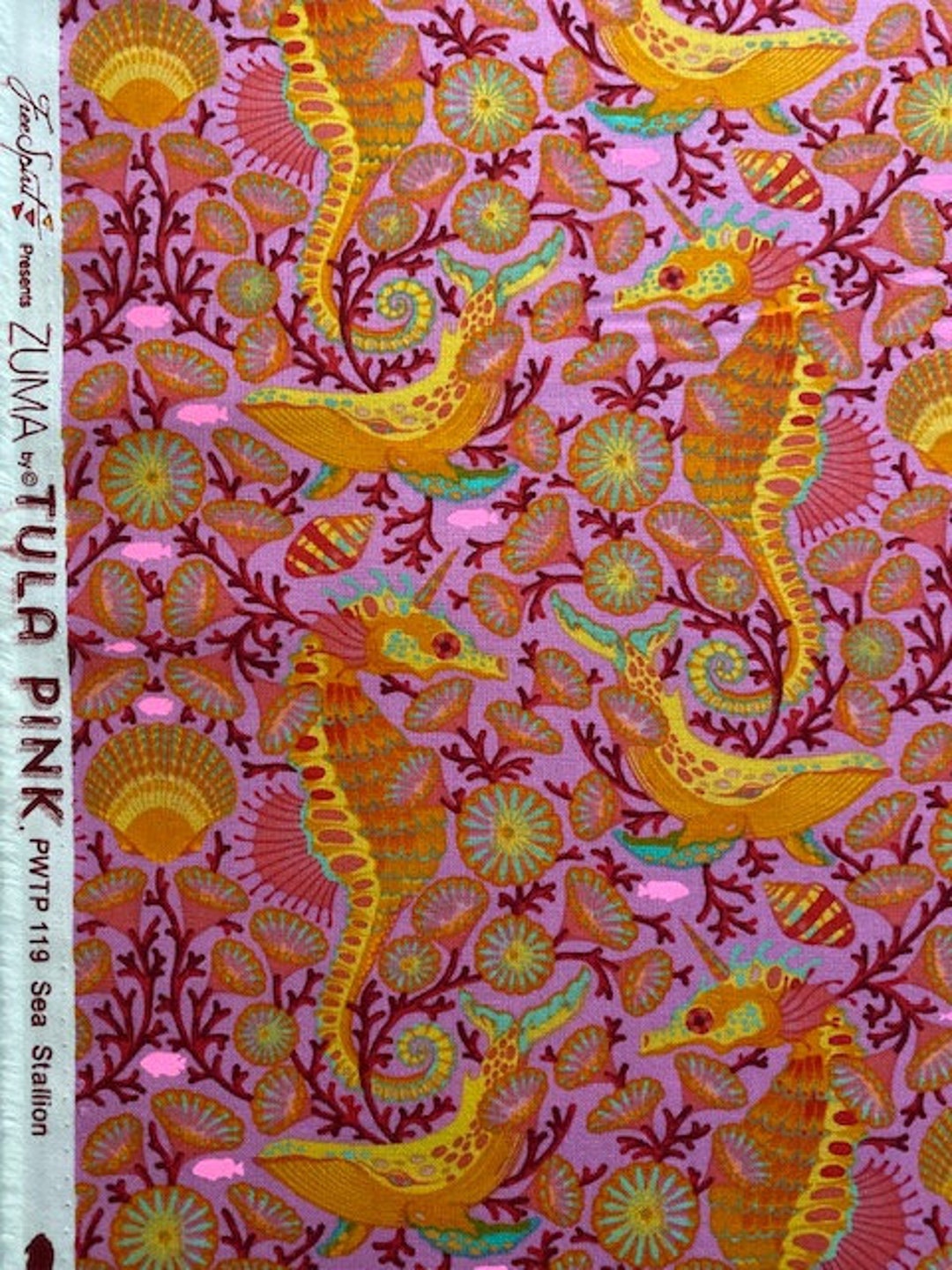 RARE Tula Pink Zuma Sea Stallion in Glowfish - Etsy