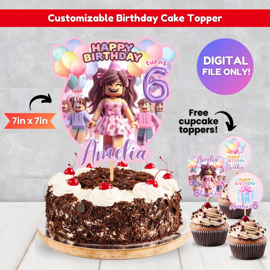 Roblox Girl Cake Topper Customizable Roblox Girl Cake Topper Printable ...