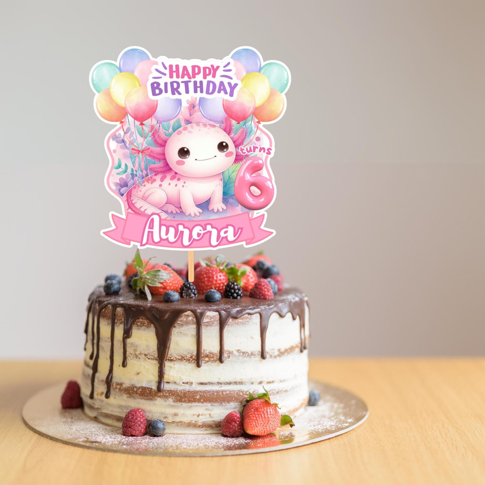 Axolotl Cake Topper Axolotl Girl Cake Topper Under the Sea Birthday ...