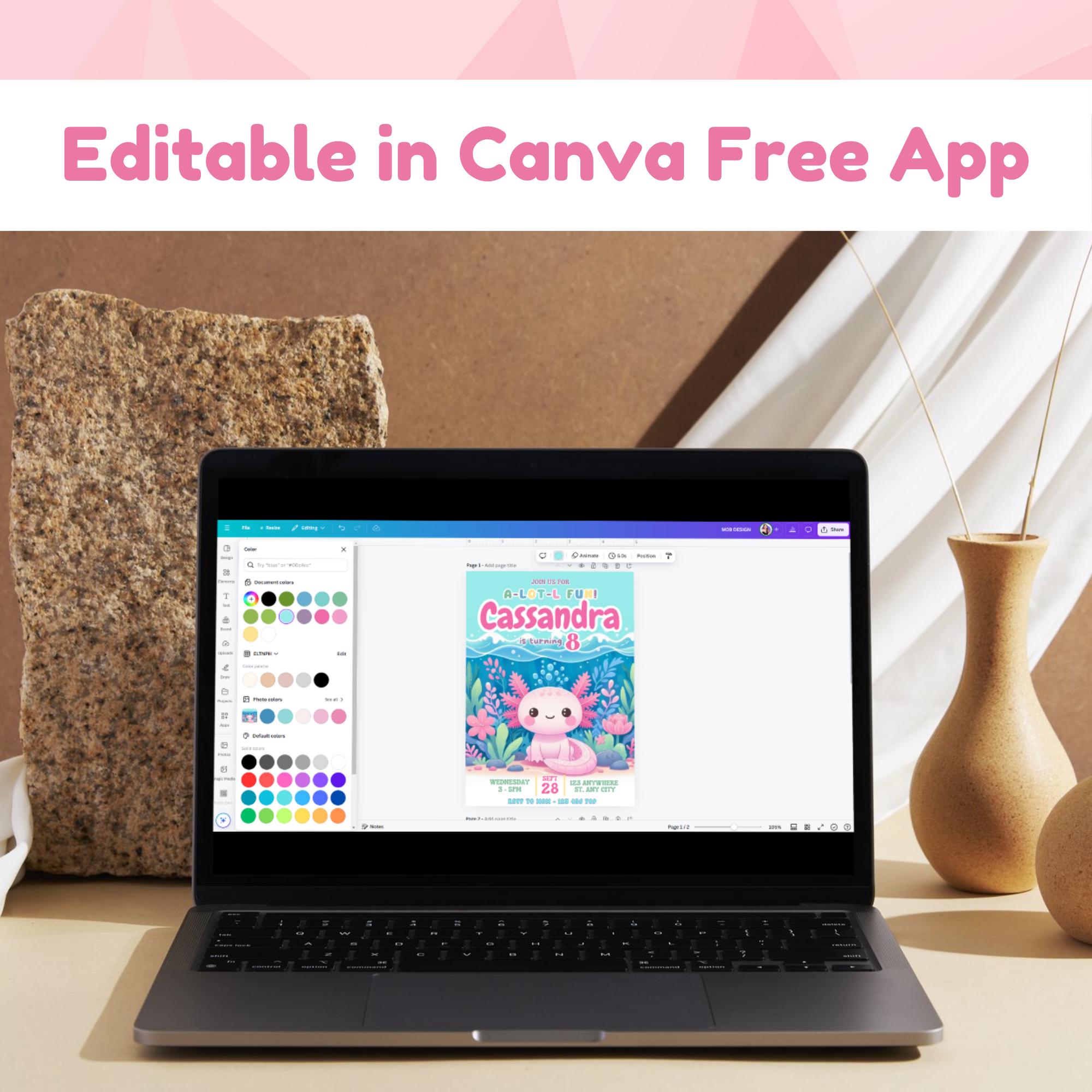 Axolotl Mind Craft Birthday Invitation Under the Sea Party Girl Party ...