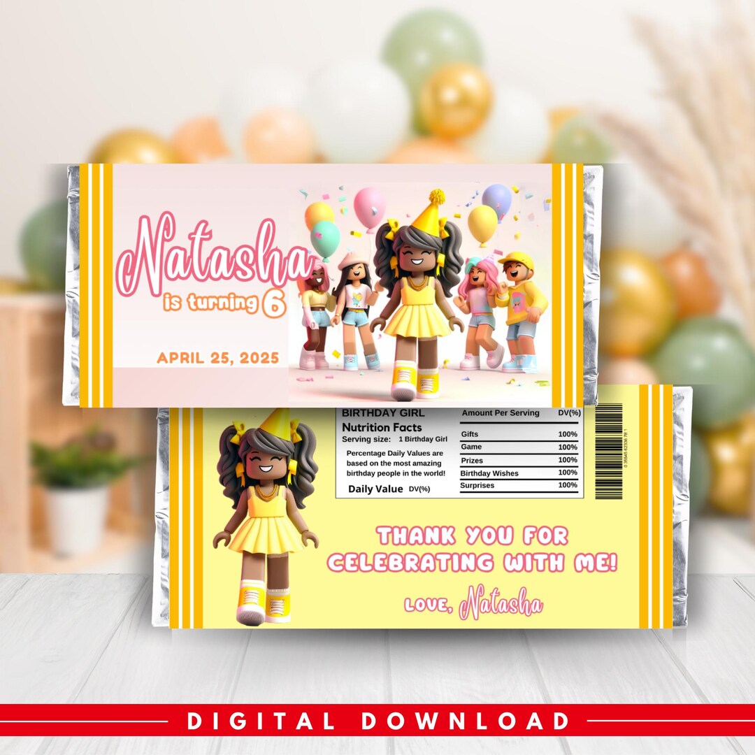 Roblox Girl Chocolate Wrapper Printable, Roblox Girl Chocolate Bar ...